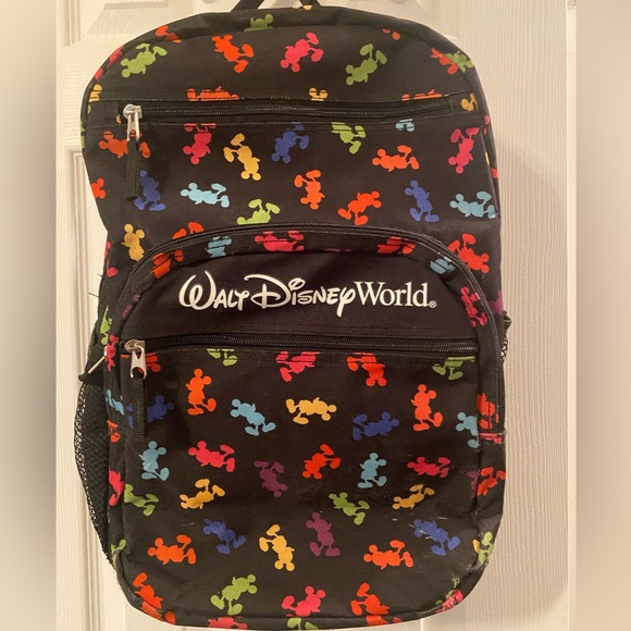 Disney | Bags | Disney Black Backpack With Colorful Mickey Mouse ...